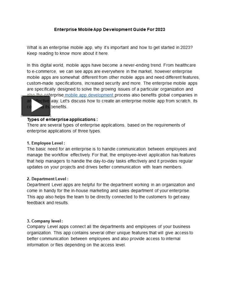 PPT – Enterprise Mobile App Development Guide For 2023 PowerPoint presentation | free to ...