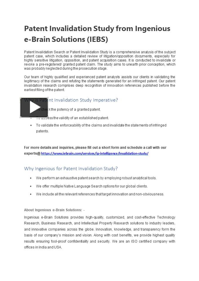 Patent Invalidation Search presentation | free to download