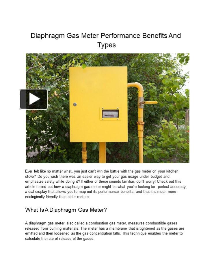 Diaphragm Gas Meter Performance Benefits And Types presentation | free to download