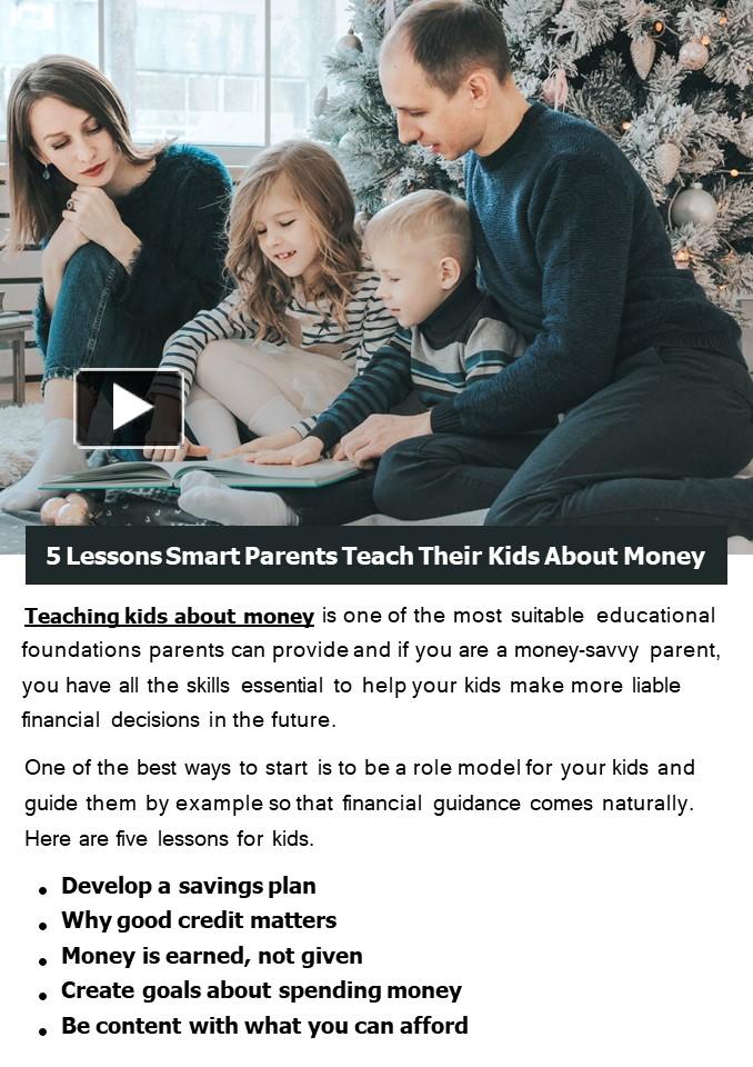 5 Lessons Smart Parents Teach Their Kids About Money presentation ...