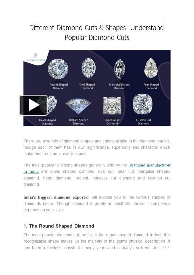 Different Diamond Cuts & Shapes- Understand Popular Diamond Cuts presentation | free to download