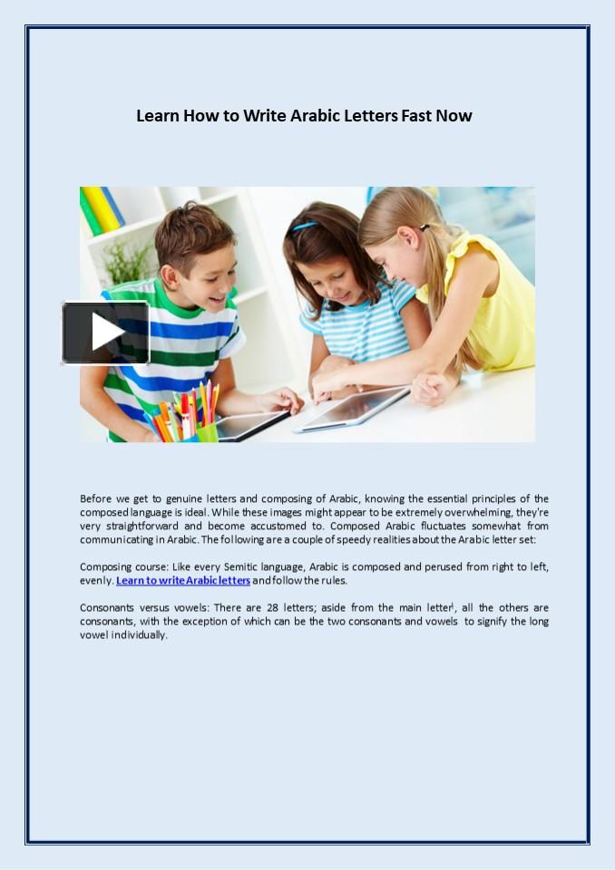 PPT – Learn How to Write Arabic Letters Fast Now PowerPoint presentation | free to download - id ...