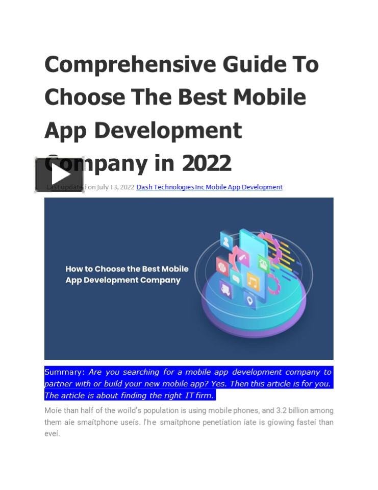 PPT – Comprehensive Guide To Choose The Best Mobile App Development Company in 2022 PowerPoint ...