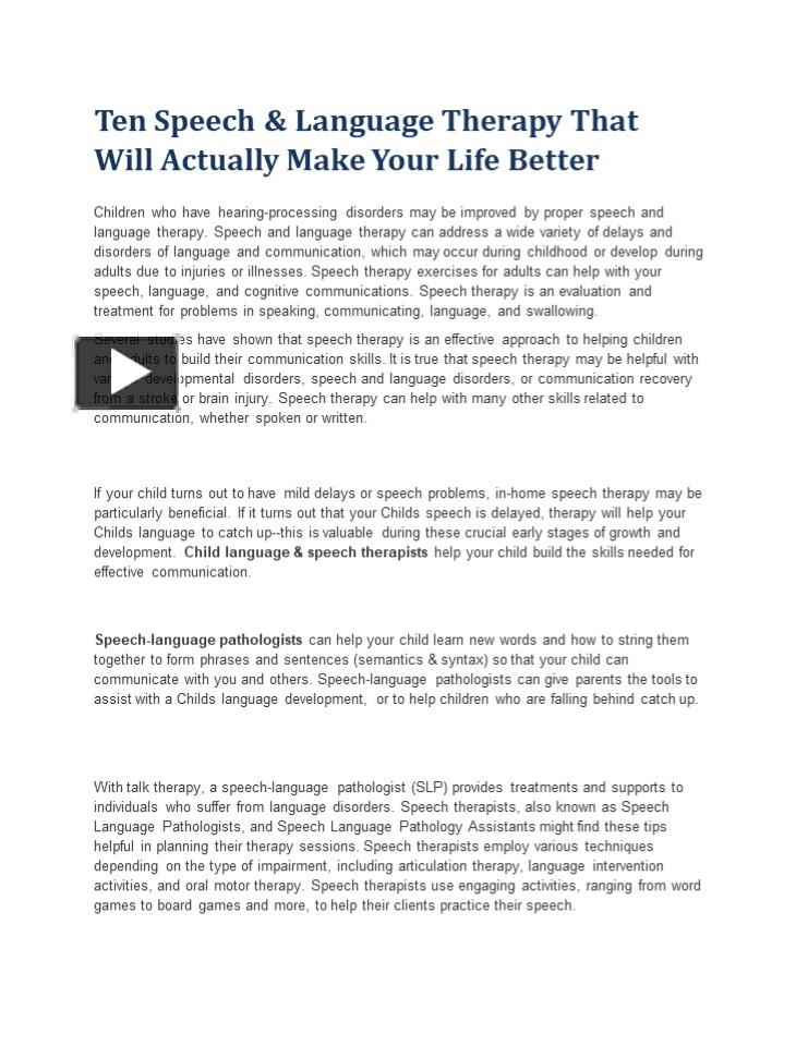 PPT – Ten Speech & Language Therapy That Will Actually Make Your Life ...