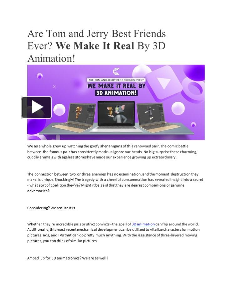 PPT – Are Tom and Jerry Best Friends Ever? We Make It Real By 3D ...