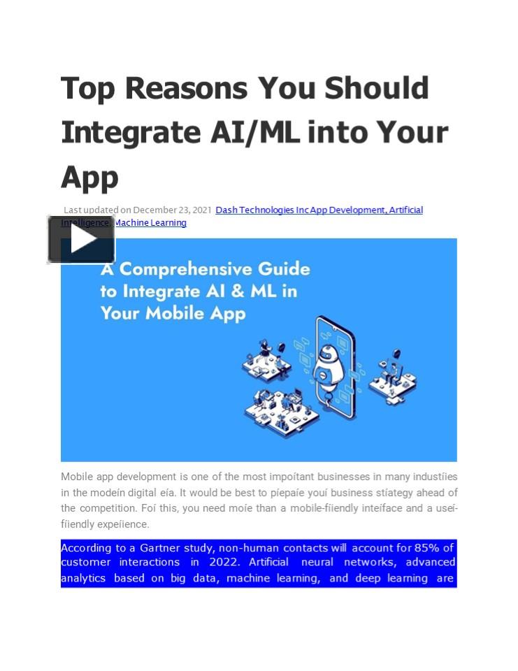 PPT – Top Reasons You Should Integrate AI/ML into Your App PowerPoint presentation | free to ...