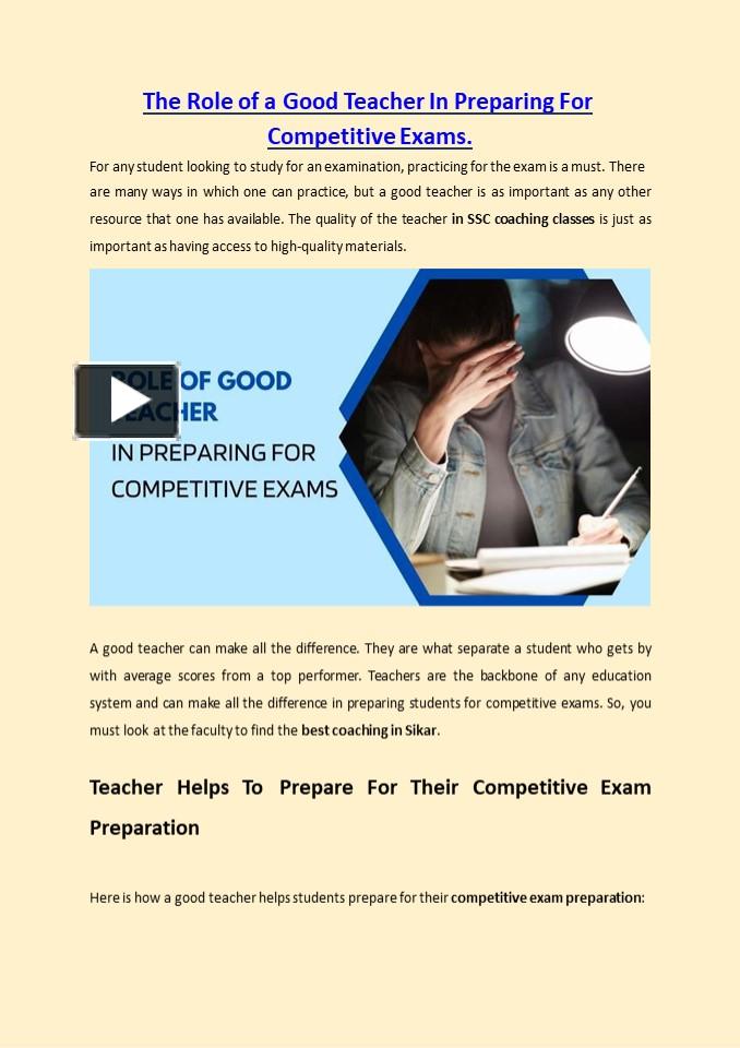 The Role of a Good Teacher In Preparing For Competitive Exams ...