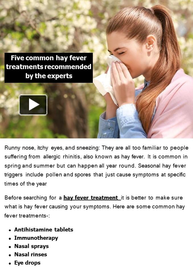 PPT – Five common hay fever treatments recommended by the experts PowerPoint presentation | free ...