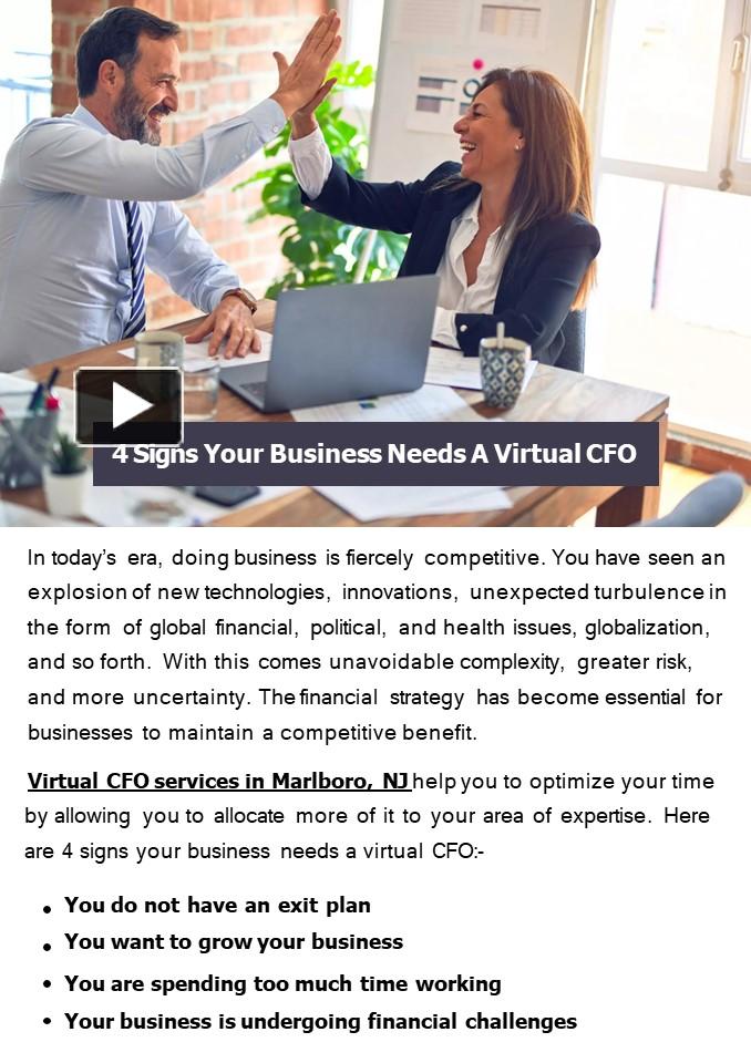 4 Signs Your Business Needs A Virtual CFO presentation | free to download