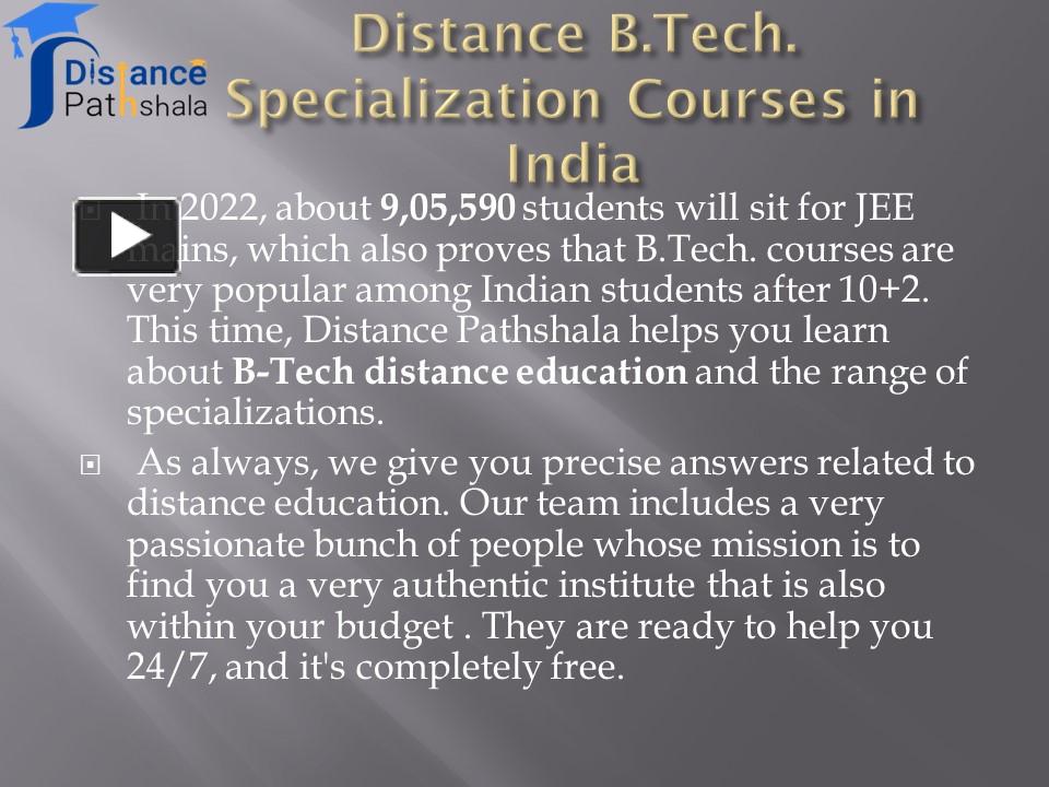 PPT – Distance B.Tech.Specialization Courses in India PowerPoint presentation | free to download ...