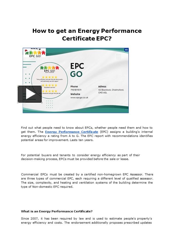 How to get an Energy Performance Certificate EPC? presentation | free to download