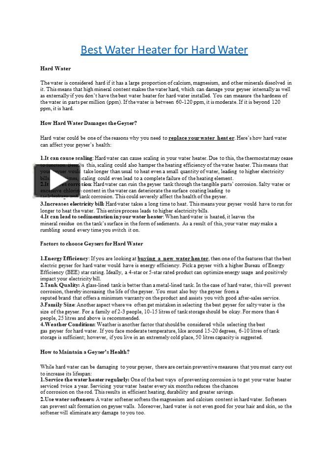 PPT – How to choose Best Water Heater for Hard Water - Crompton PowerPoint presentation | free ...