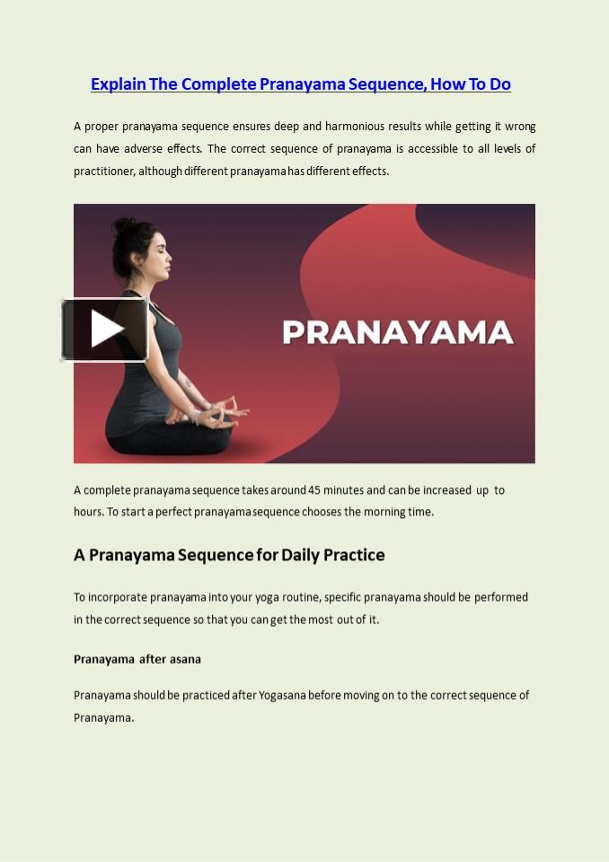 Explain The Complete Pranayama Sequence, How To Do presentation | free to download