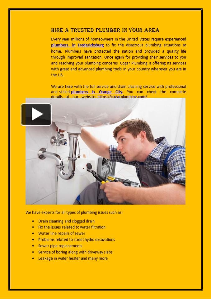 Hire a Trusted Plumber in Your Area presentation | free to download