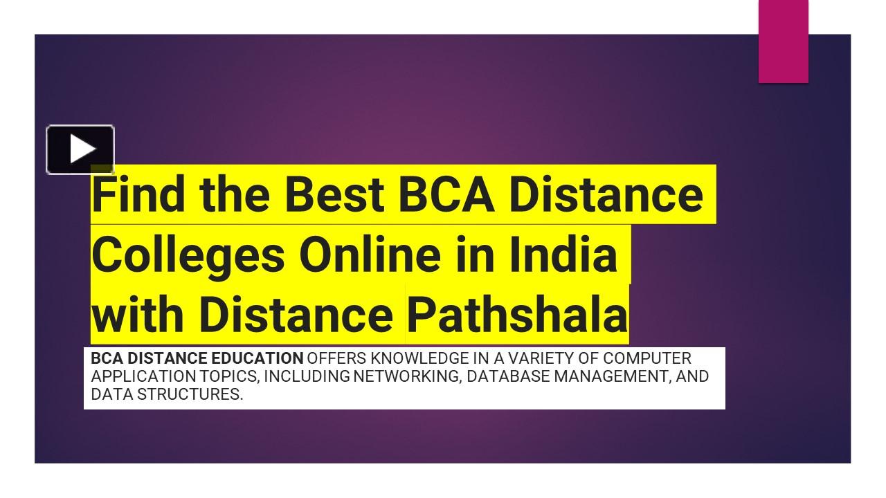 PPT – Find the Best BCA Distance Colleges Online in India with Distance Pathshala PowerPoint ...