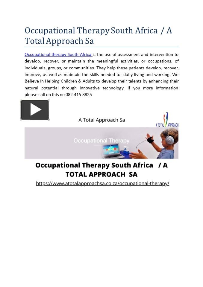Occupational Therapy South Africa / A Total Approach Sa (1) presentation | free to download