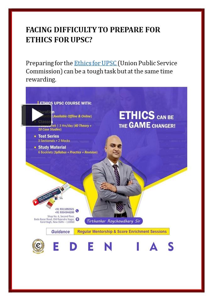 PPT – FACING DIFFICULTY TO PREPARE FOR ETHICS FOR UPSC? PowerPoint presentation | free to ...