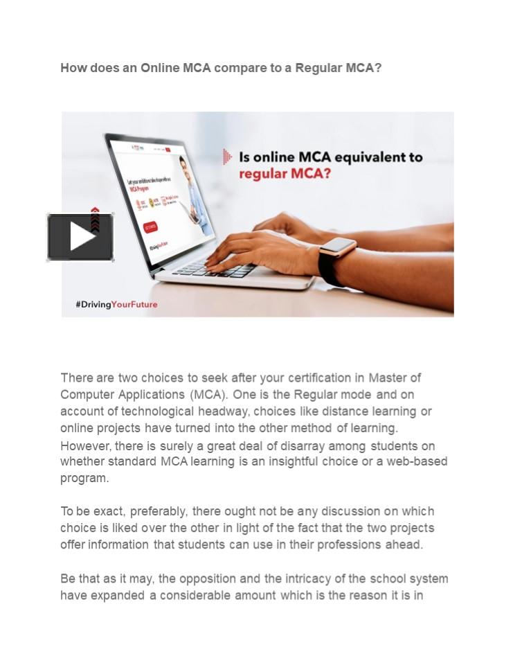 How does an online MCA compare to a traditional MCA? presentation | free to download