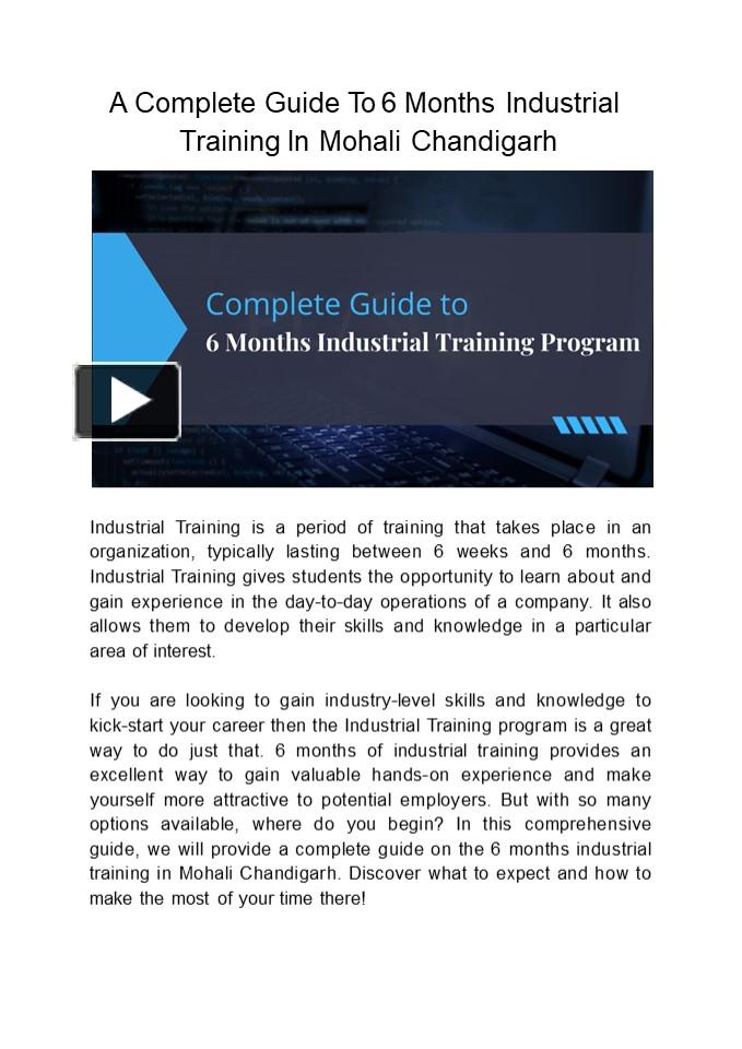 PPT – A Complete Guide To 6 Months Industrial Training In Mohali Chandigarh PowerPoint ...