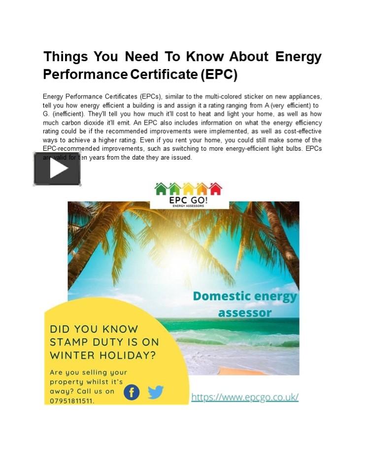 Things You Need To Know About Energy Performance Certificate (EPC) presentation | free to download