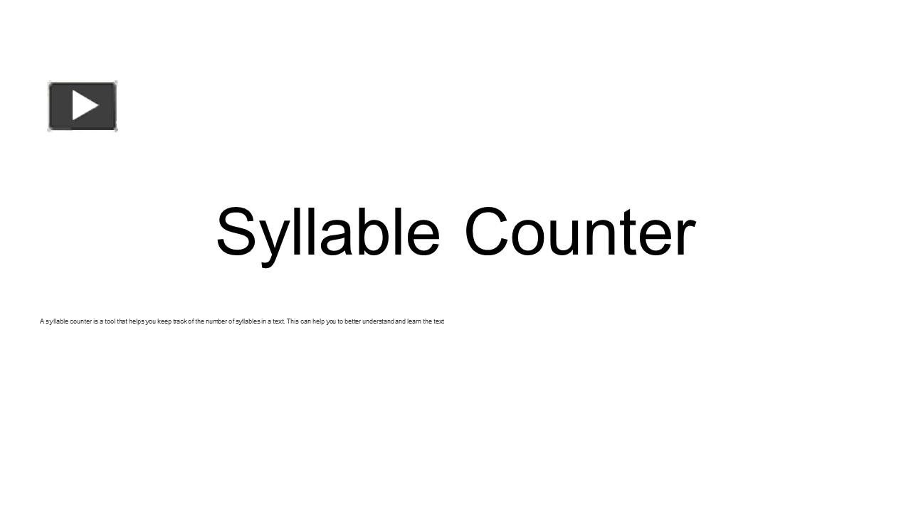Free online Syllable Counter presentation | free to download