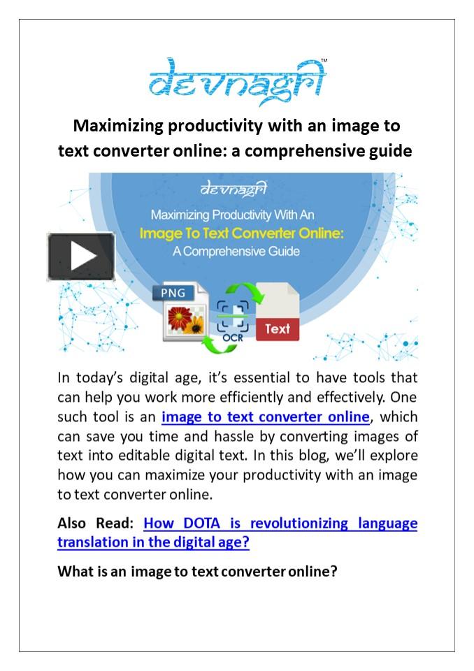 PPT – Maximizing productivity with an image to text converter online: a comprehensive guide ...