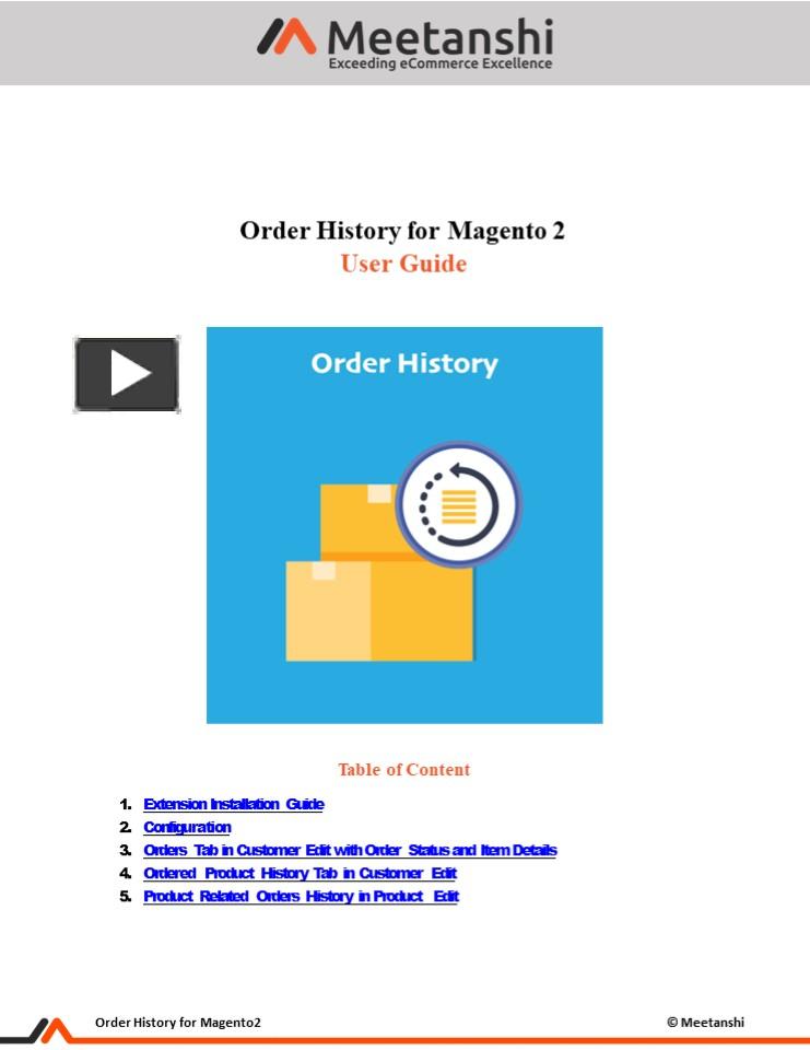 Magento 2 Order History presentation | free to download