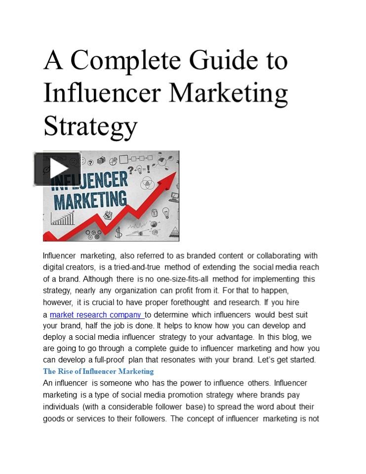 A Complete Guide to Influencer Marketing Strategy | Unimrkt Research ...