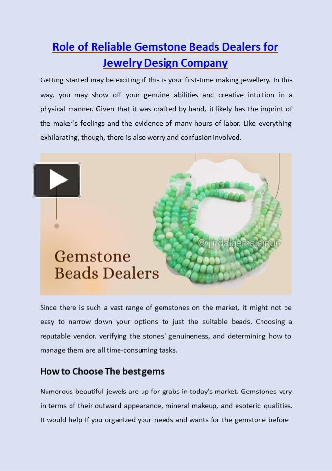 PPT – Role of Reliable Gemstone Beads Dealers for Jewelry Design Company PowerPoint presentation ...
