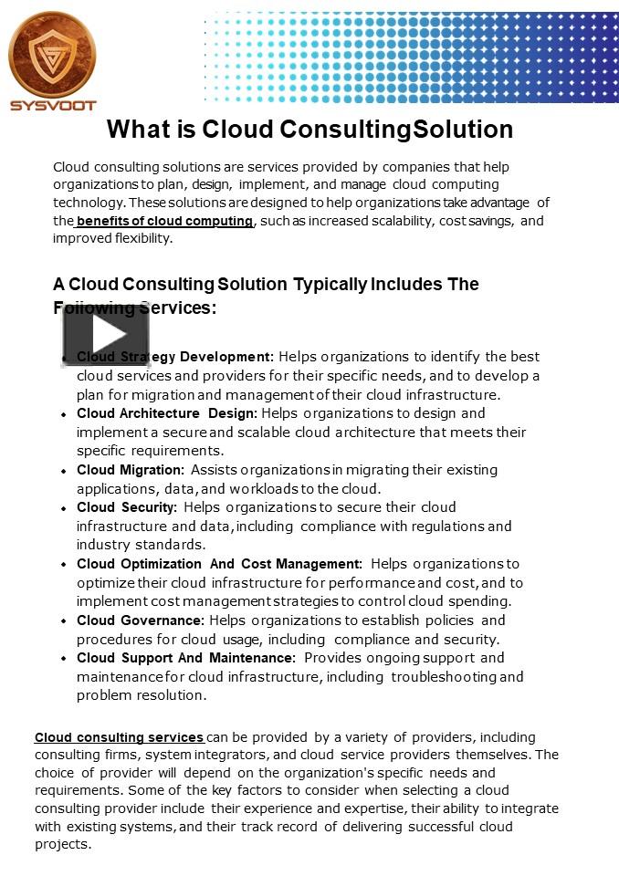 PPT – What is Cloud Consulting Solution PowerPoint presentation | free to download - id: 9642f5 ...