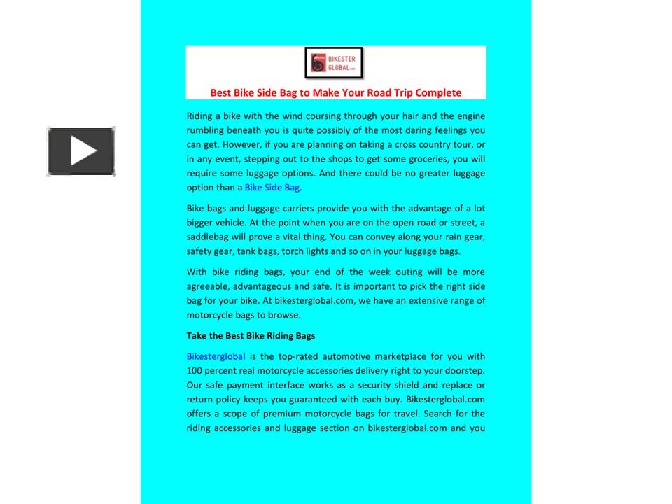 PPT – Best Bike Side Bag to Make Your Road Trip Complete PowerPoint presentation | free to ...