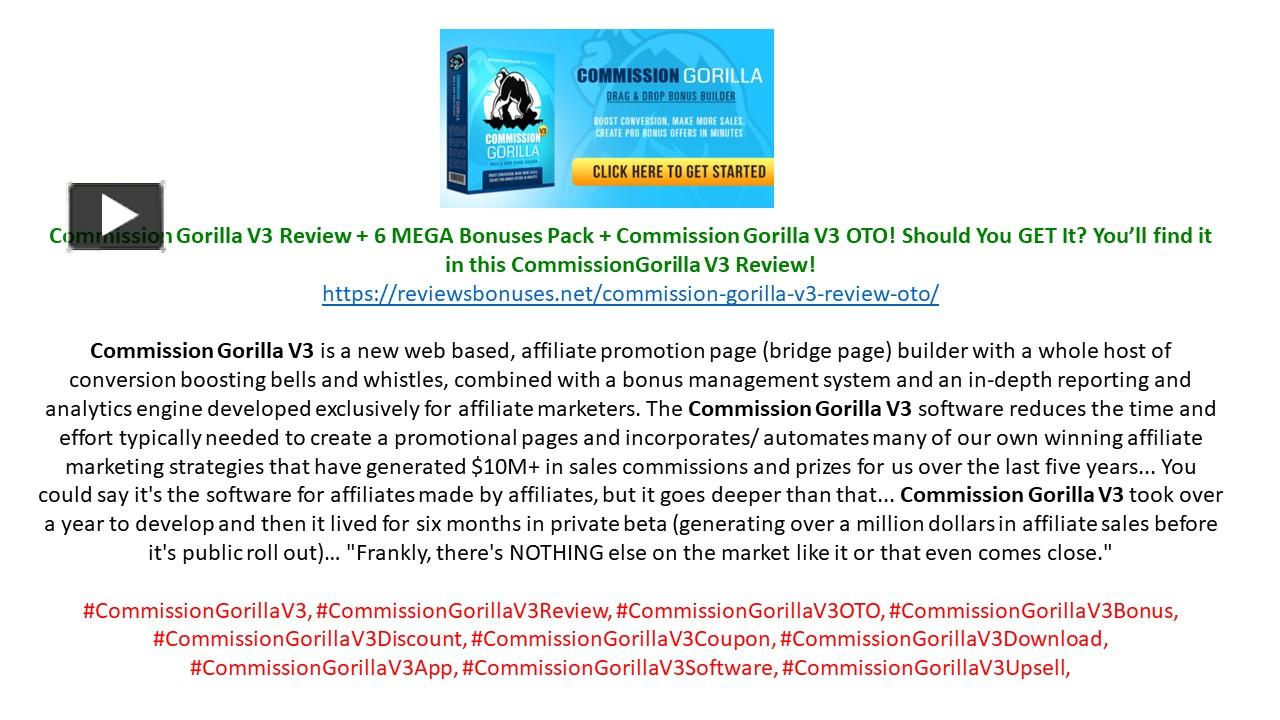 Commission Gorilla V3 Review presentation | free to download