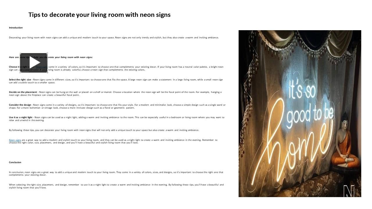PPT – Tips to decorate your living room with neon signs PowerPoint presentation | free to ...