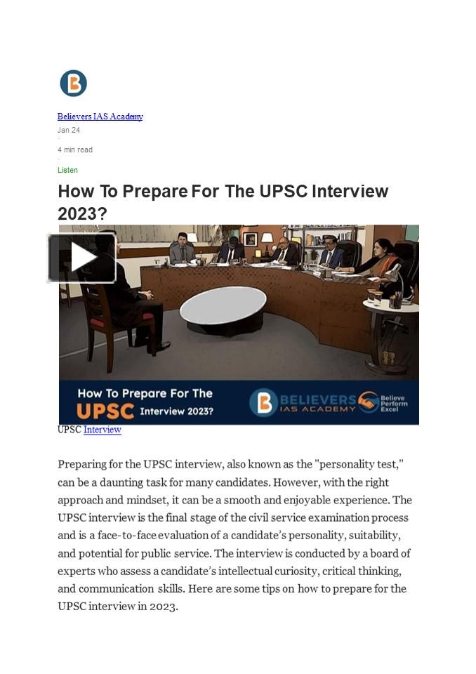 PPT – How To Prepare For The UPSC Interview 2023? PowerPoint presentation | free to download ...