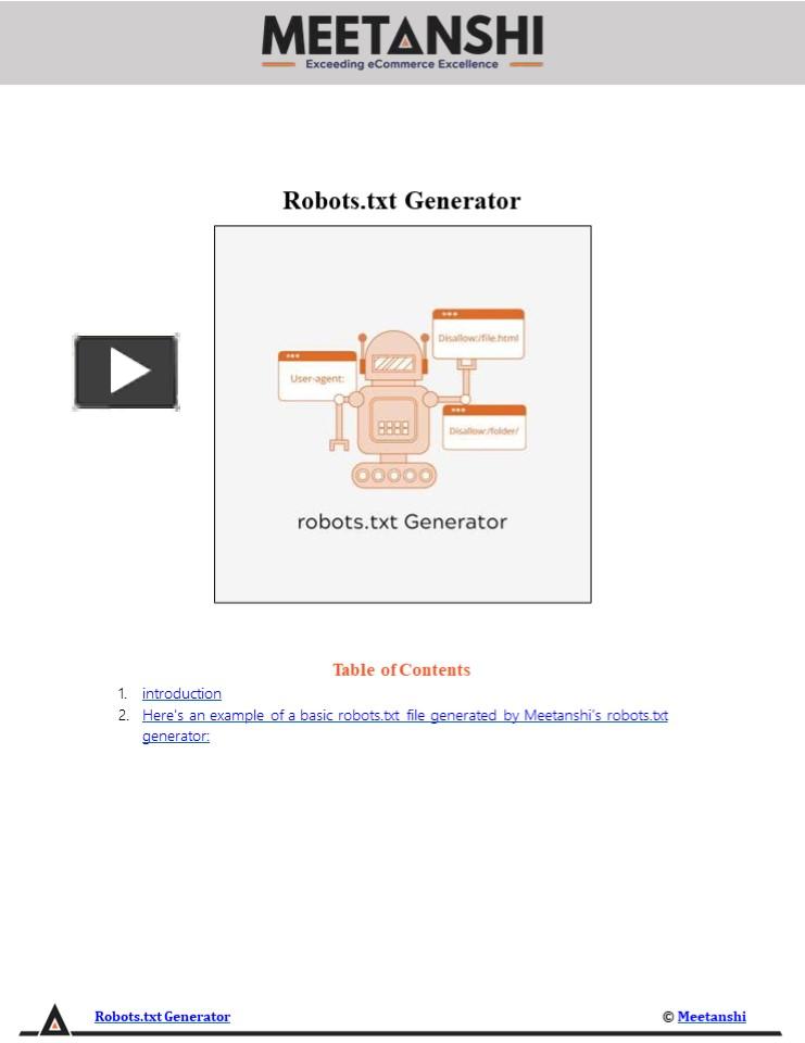 Robots.txt Generator presentation | free to download