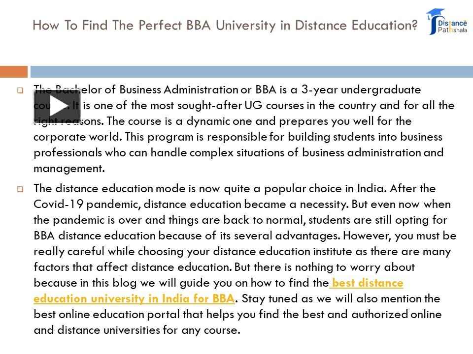 PPT – How To Find The Perfect BBA University in Distance Education? PowerPoint presentation ...