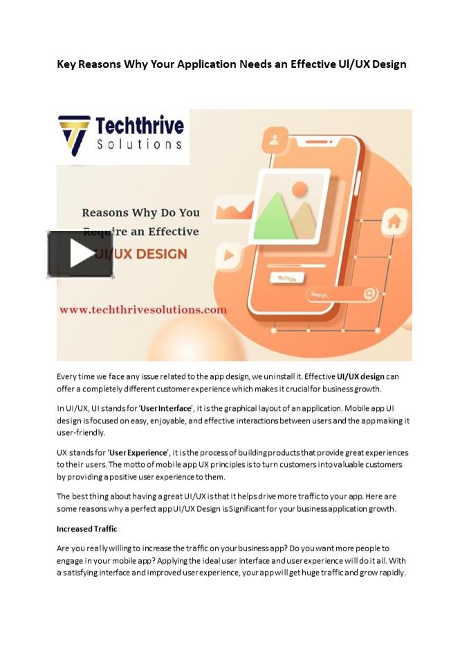 Key Reasons Why Your Application Needs an Effective UlUX Design presentation | free to download
