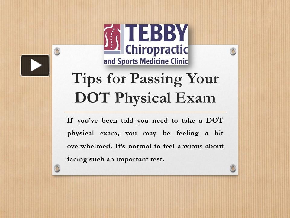 PPT – Tips for Passing Your DOT Physical Exam PowerPoint presentation | free to download - id ...