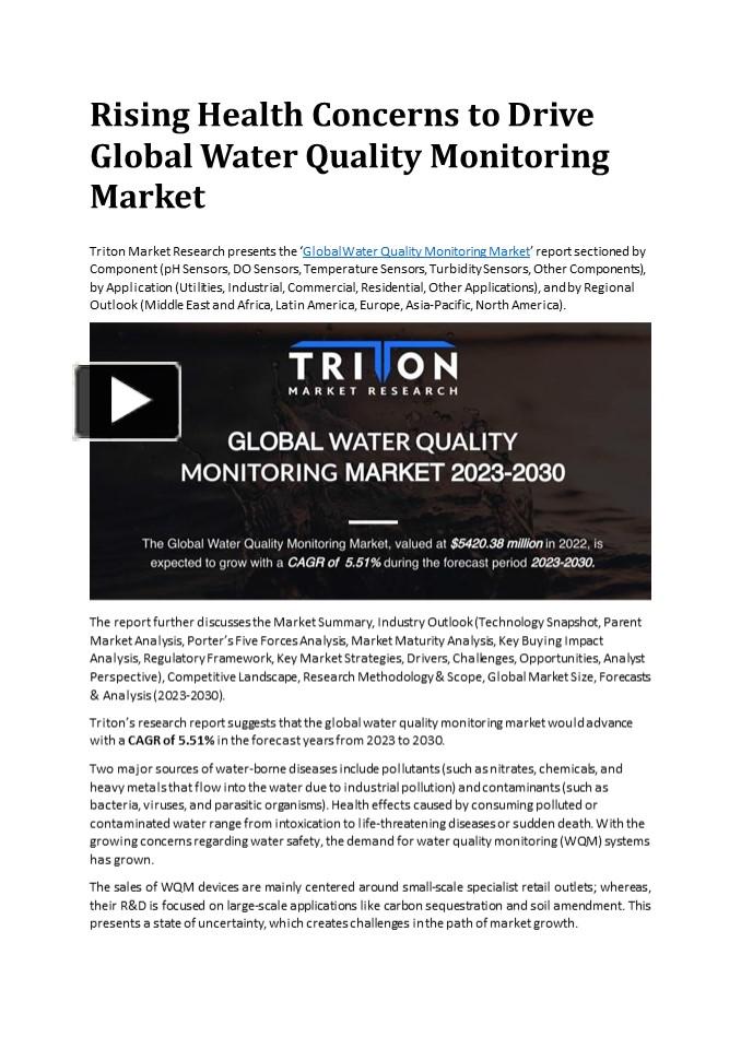PPT – Global Water Quality Monitoring Market Report | 2023-2030 PowerPoint presentation | free ...