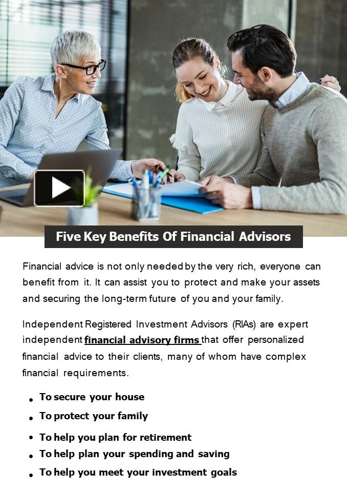Five Key Benefits Of Financial Advisors presentation | free to download