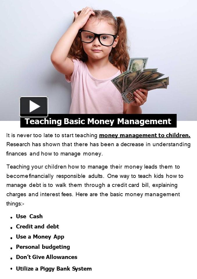 Teaching Basic Money Management presentation | free to download