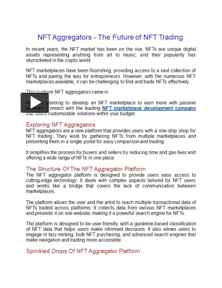 NFT Aggregators - The Future of NFT Trading presentation | free to download
