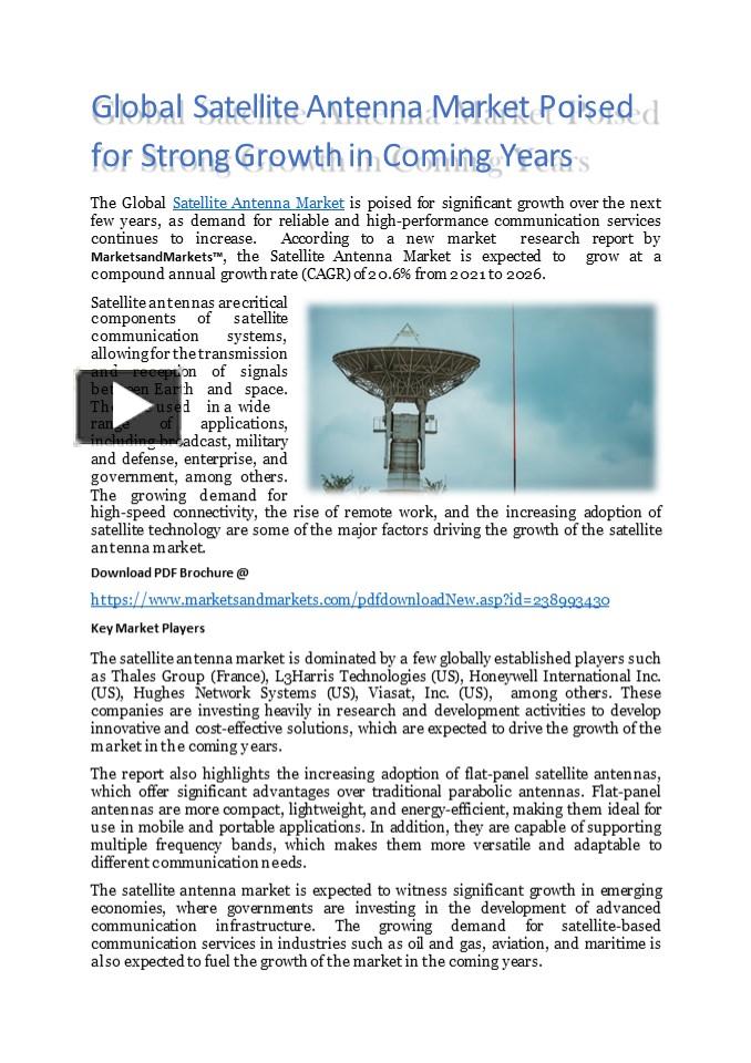 PPT – Global Satellite Antenna Market Poised for Strong Growth in Coming Years PowerPoint ...