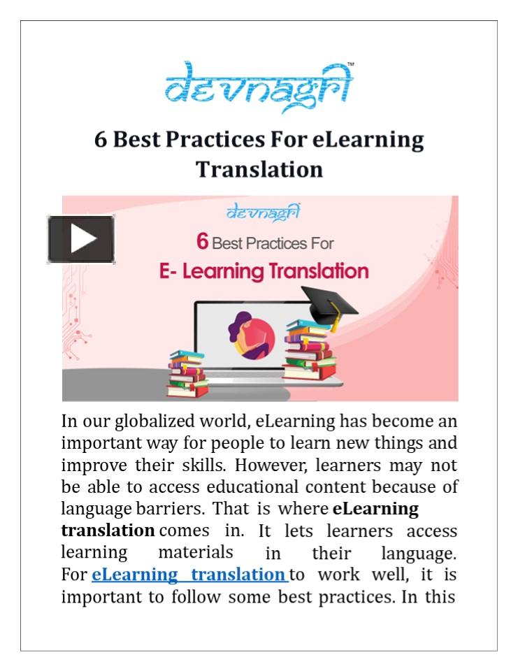 6 Best Practices For eLearning Translation presentation | free to download