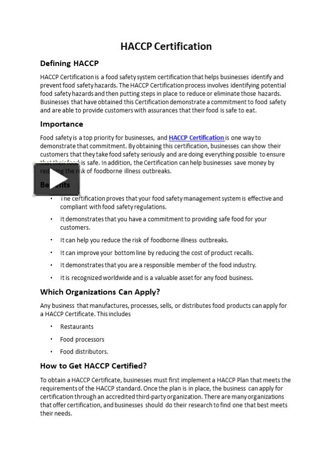 PPT – HACCP CERTIFICATION PowerPoint presentation | free to download - id: 966076-MDZiZ