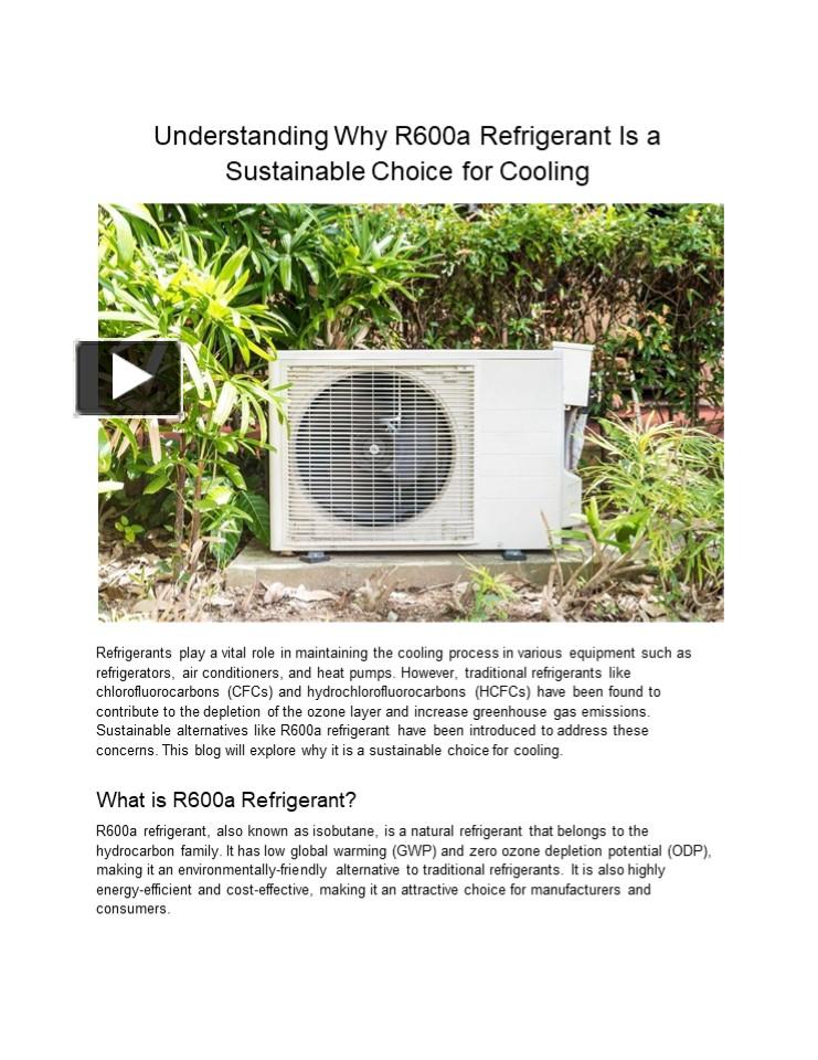 Understanding Why R600a Refrigerant Is a Sustainable Choice for Cooling presentation | free to ...