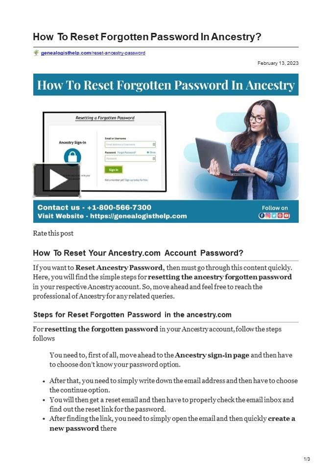How To Reset Forgotten Password In Ancestry? presentation | free to download