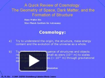 PPT – H.W. Rix 32009 IMPRS Heidelberg Galaxies Block Course PowerPoint presentation | free to ...