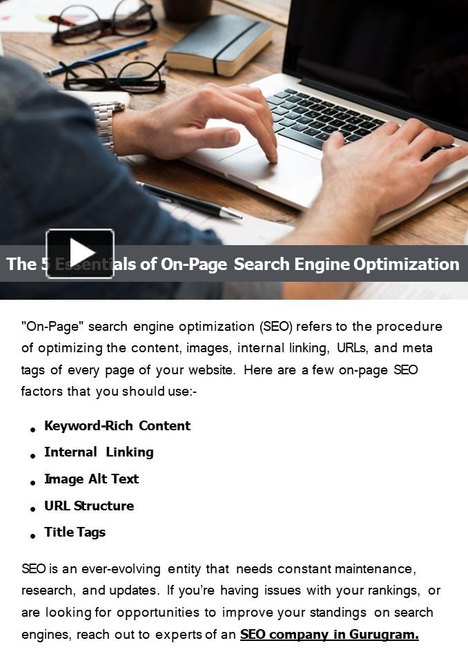 The 5 Essentials of On-Page Search Engine Optimization presentation | free to download