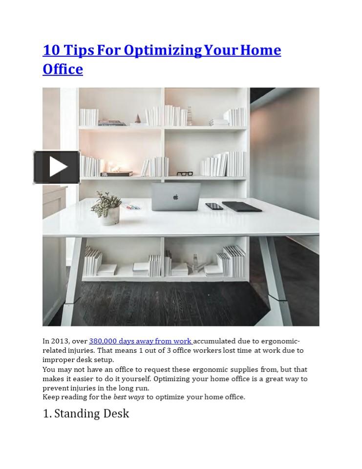10 Tips For Optimizing Your Home Office presentation | free to download